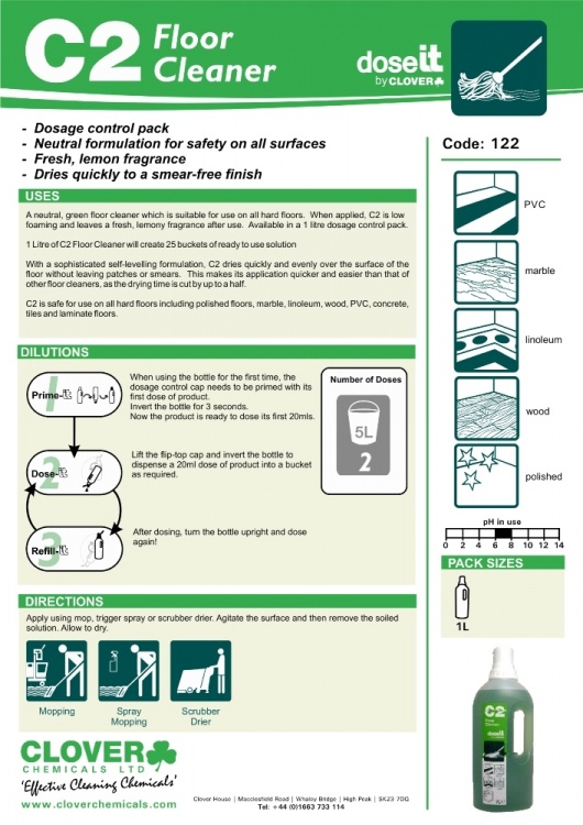 Clover Chemicals Dose It C2 Floor Cleaner 122
