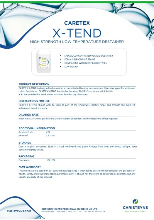 Caretex X-Tend High Strength Low Temperature Destainer (477)