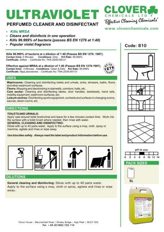 Clover Chemicals Ultraviolet Perfumed Cleaner & Disinfectant 810