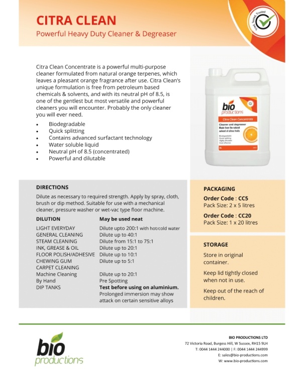 Bio Productions CITRA CLEAN CONCENTRATE - Premium All Purpose Cleaner ...