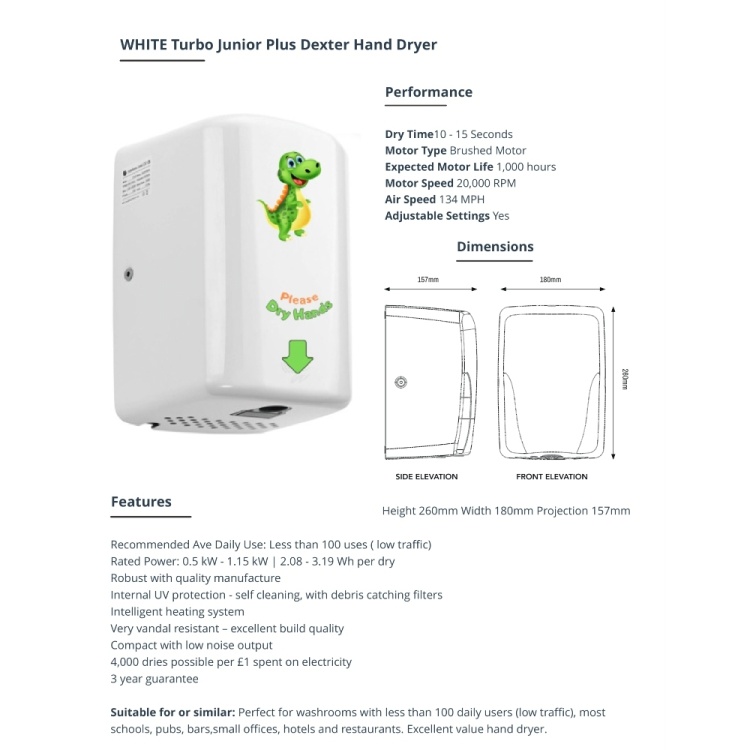 Dexter Turbo Junior Plus Dexter Hand Dryer