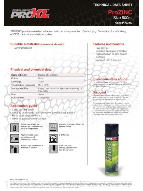 PROXL - Prozinc Zinc Primer Aerosol 500ml