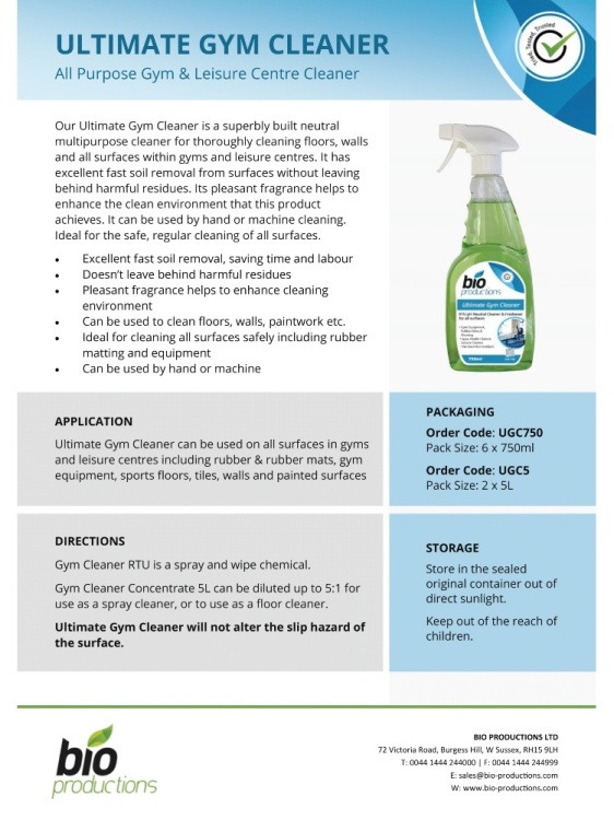 Bio Productions ULTIMATE GYM CLEANER RTU 6 x 750ml