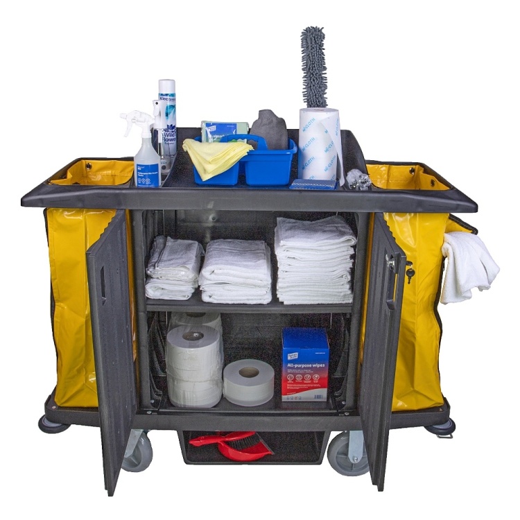 Commercial Housekeeping Trolley with Lockable Cabinet