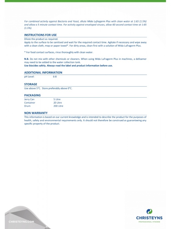 Clover Chemicals Ultra AX Virucidal and Bactericidal Disinfectant 259