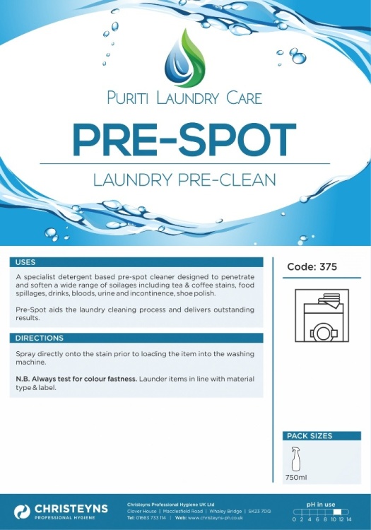 Christeyns Clover Puriti Pre-Spot Laundry Pre-Clean (375)