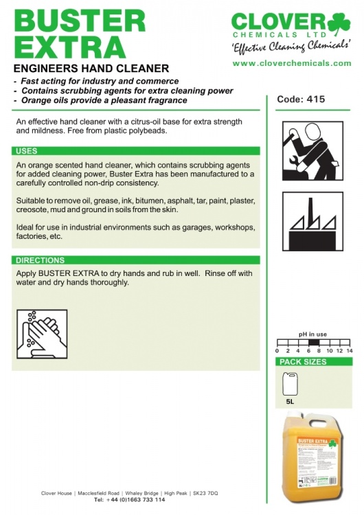 Clover Chemicals Buster Extra Engineers Hand Cleaner 415