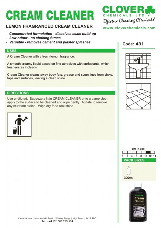 Clover Chemicals Cream Cleaner 431