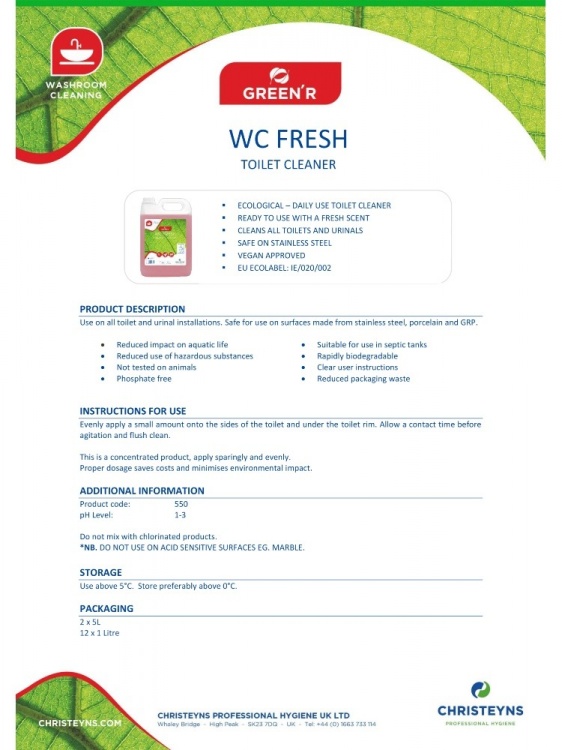 Clover Chemicals Eco 550 Toilet Cleaner