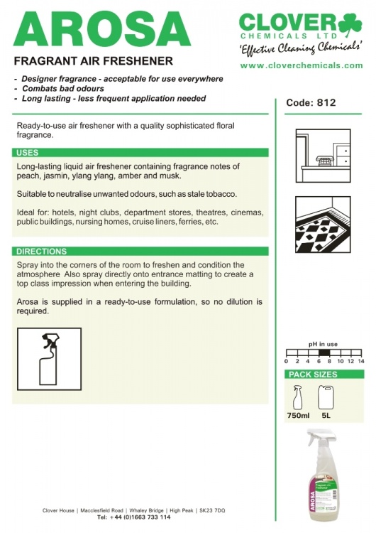 Clover Chemicals Arosa Fragrant Air Freshener 812