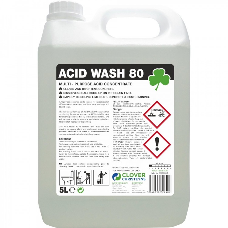 Clover Chemicals Acid Wash 80 Extra Strength Acid Cleaner 502
