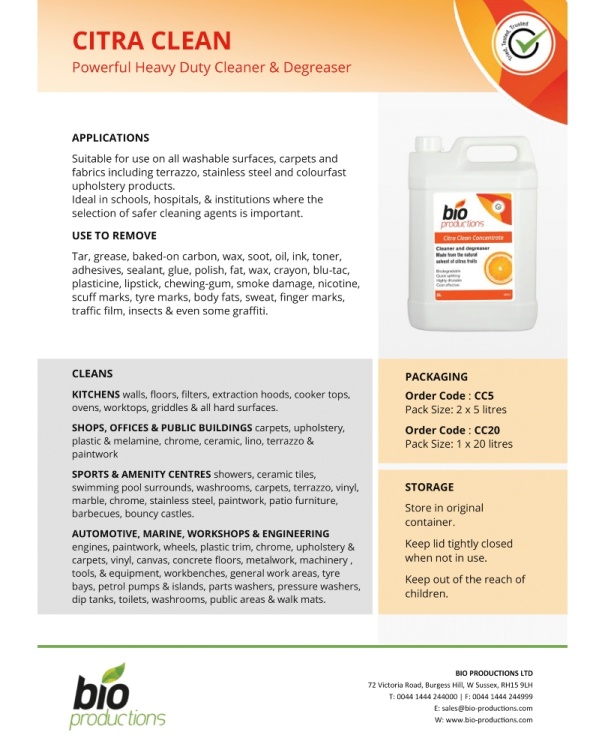 Bio Productions CITRA CLEAN CONCENTRATE - Premium All Purpose Cleaner ...