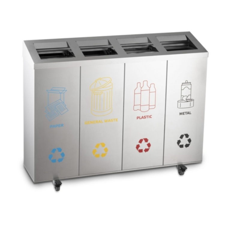 Ecoline Recycling Stainless Steel 140L Moveable Waste Bin