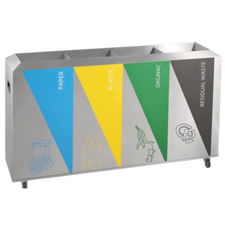 Ecoline Recycling Stainless Steel 100L Chute Moveable Waste Bin