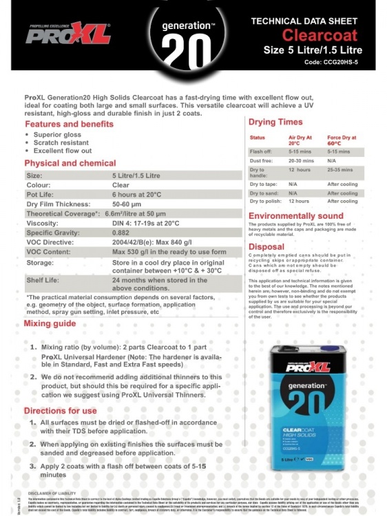 PROXL - High Solids 2K Clear Coat Standard Kit (7.5lt)