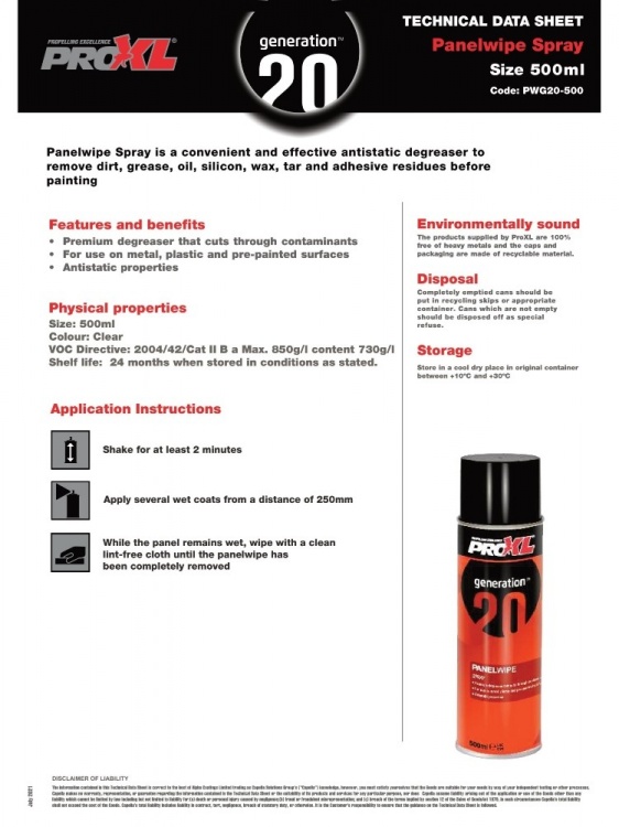 PROXL - Panel Wipe Degreaser Aerosol (500ml)